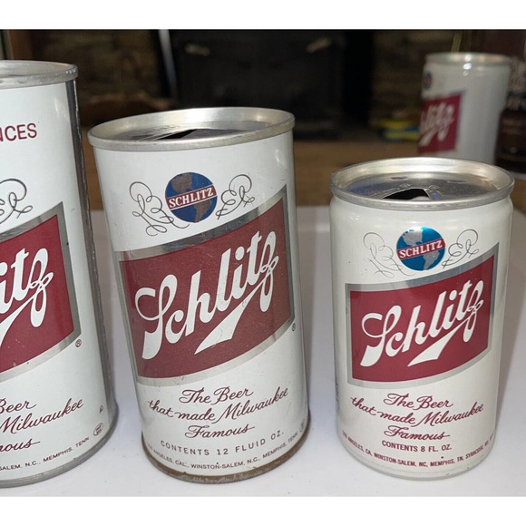 Accents | Vintage Schlitz Beer Cans Lot Of 5 All Sizes Pull Tab Wide ...